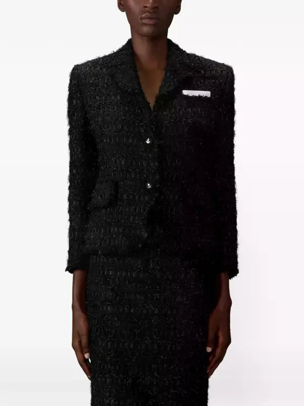Thom Browne Frayed Ribbon Tweed Blazer - Black