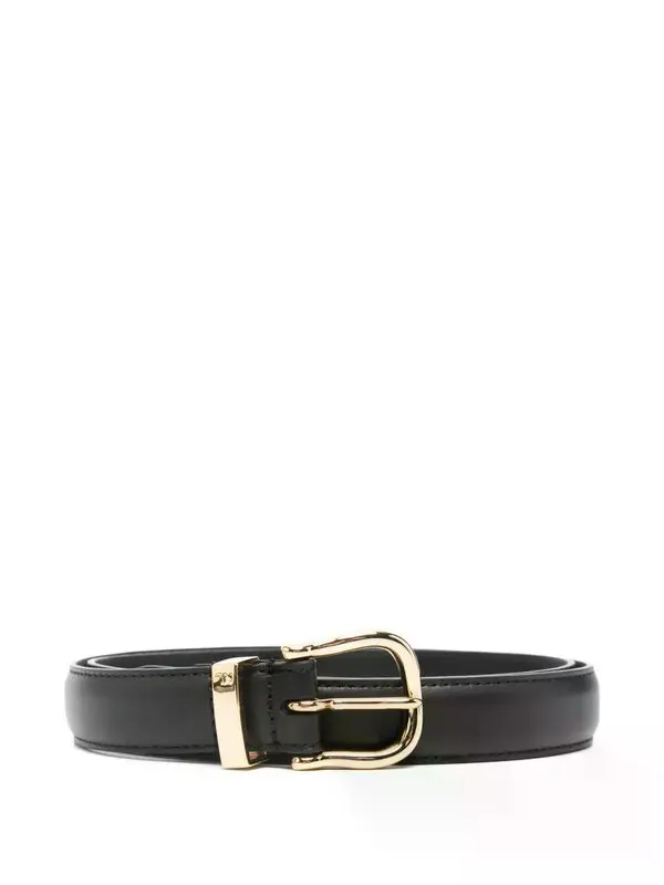 NILI LOTAN Louise Gold-tone Buckle Belt - Black