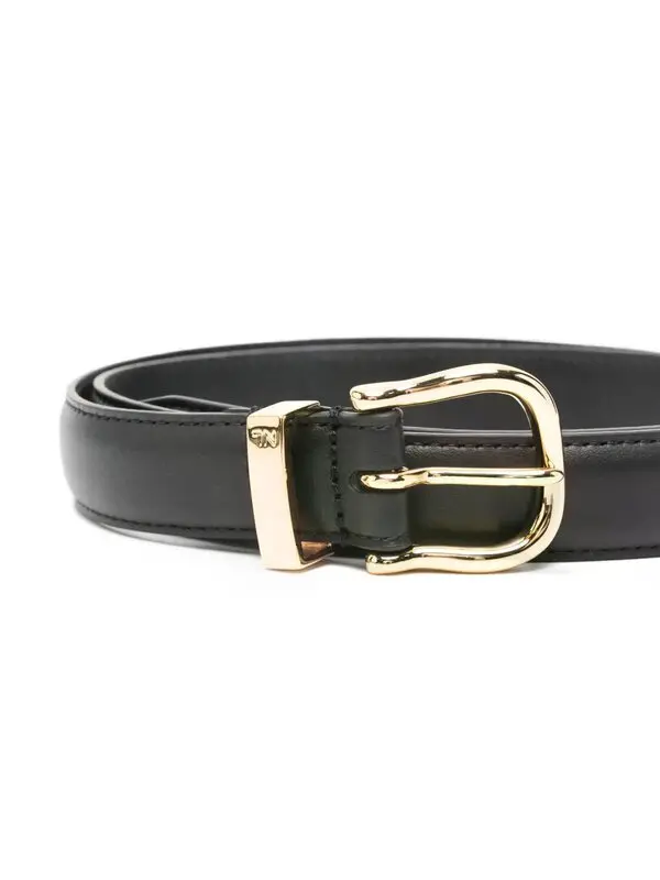 NILI LOTAN Louise Gold-tone Buckle Belt - Black
