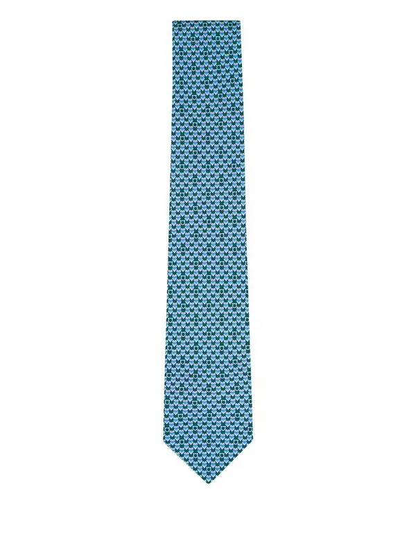 FERRAGAMO Heart-print Neck Tie - Green
