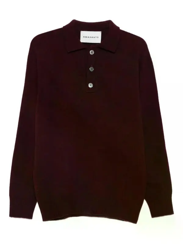 AMARANTO Buttoned Collar Long Sleeve Sweater