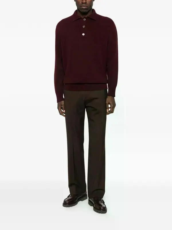 AMARANTO Buttoned Collar Long Sleeve Sweater