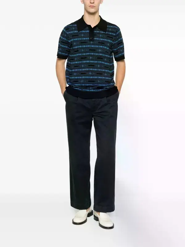 Casablanca Branded Striped Polo Shirt
