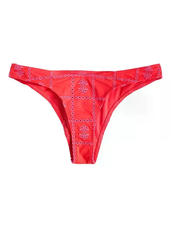 DAMSON MADDER Embroidered Bikini Bottoms - Red