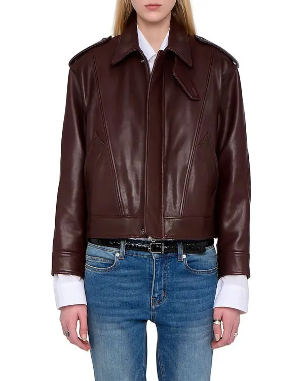 Zadig&Voltaire Kimo Leather Jacket - Burgundy