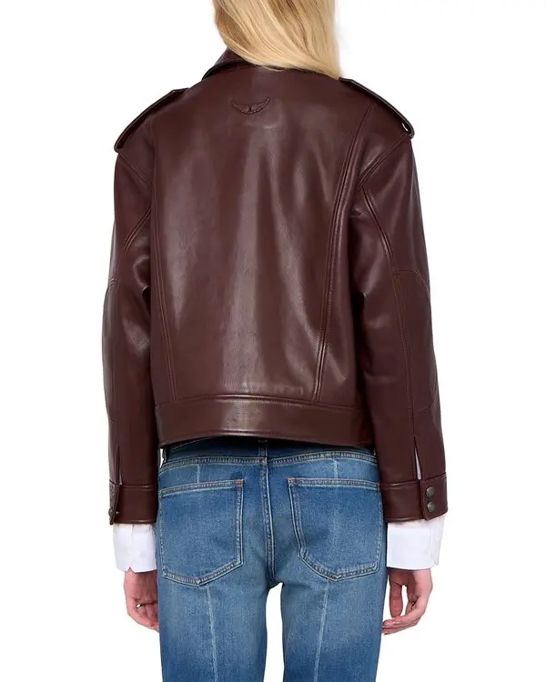 Zadig&Voltaire Kimo Leather Jacket - Burgundy