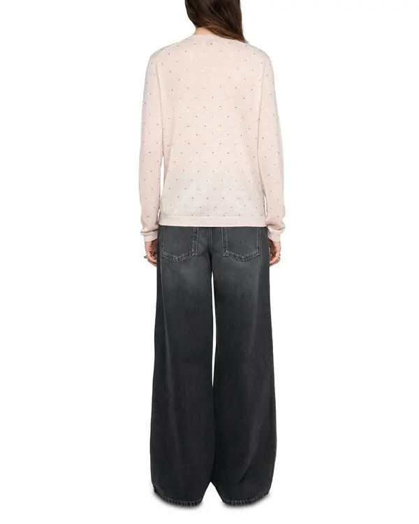 Zadig&Voltaire Rivy Cashmere V-neck Sweater With Embellishments - Pearly