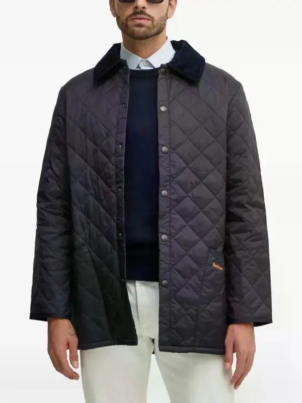 Barbour Liddesdale Corduroy-collar Quilted Jacket - Blue