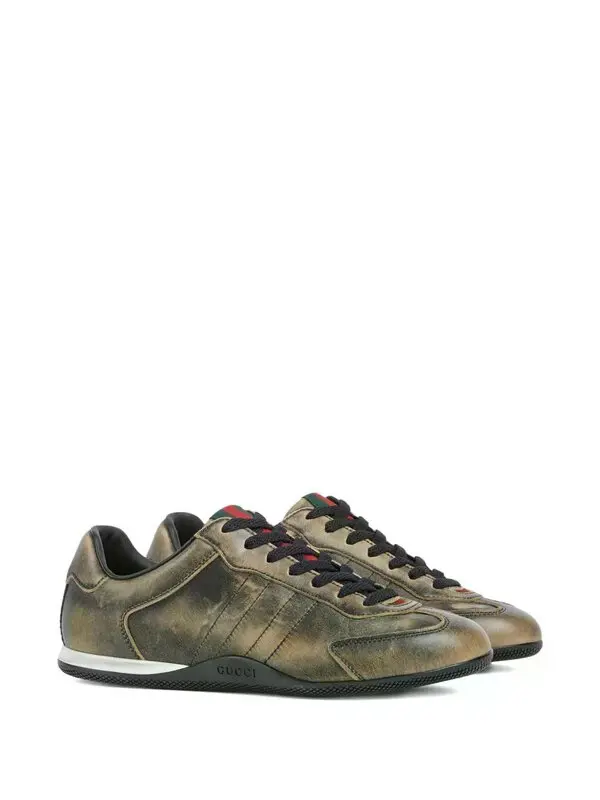 Gucci Distressed Web-stripe Sneakers