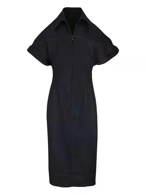 Akris Zip Short-sleeve Midi Dress