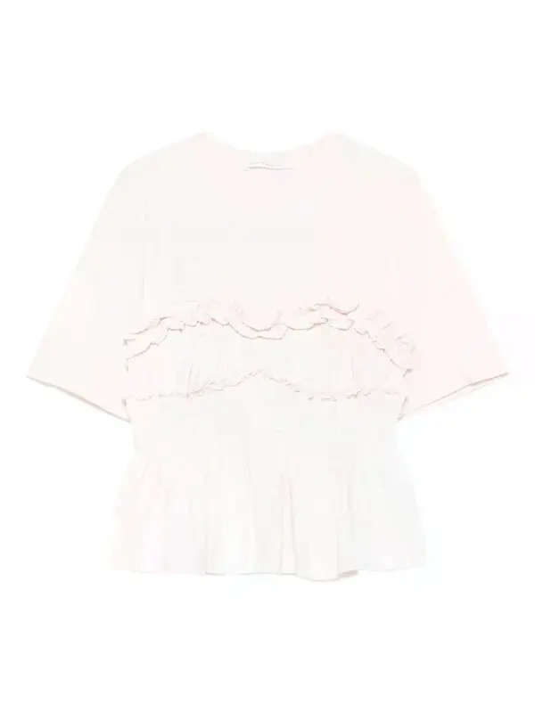 Cecilie Bahnsen Ruffled Shirred T-shirt - Pink