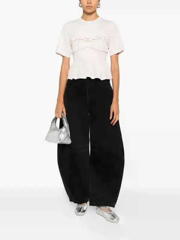 Cecilie Bahnsen Ruffled Shirred T-shirt - Pink