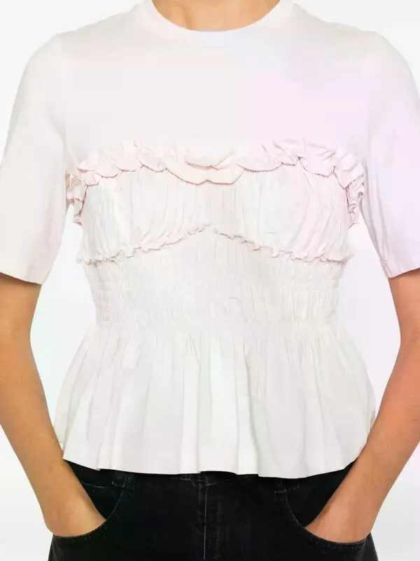 Cecilie Bahnsen Ruffled Shirred T-shirt - Pink