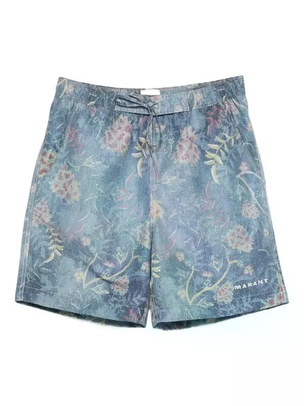 MARANT Floral-print Beachwear Shorts - Blue
