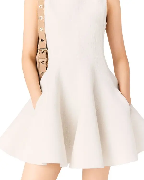 Maje Flared Tweed Skater Dress - Ecru
