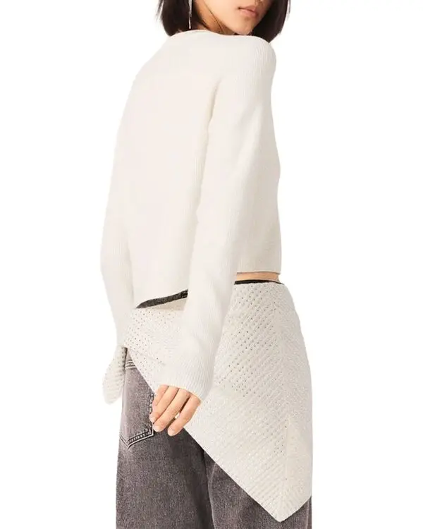 Maje Bow Jewelry Button Wool Cardigan - Ecru