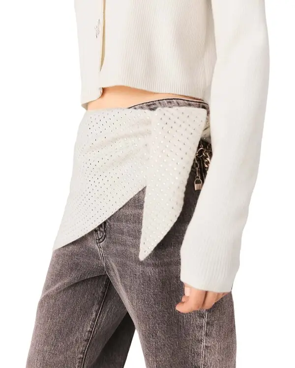 Maje Bow Jewelry Button Wool Cardigan - Ecru
