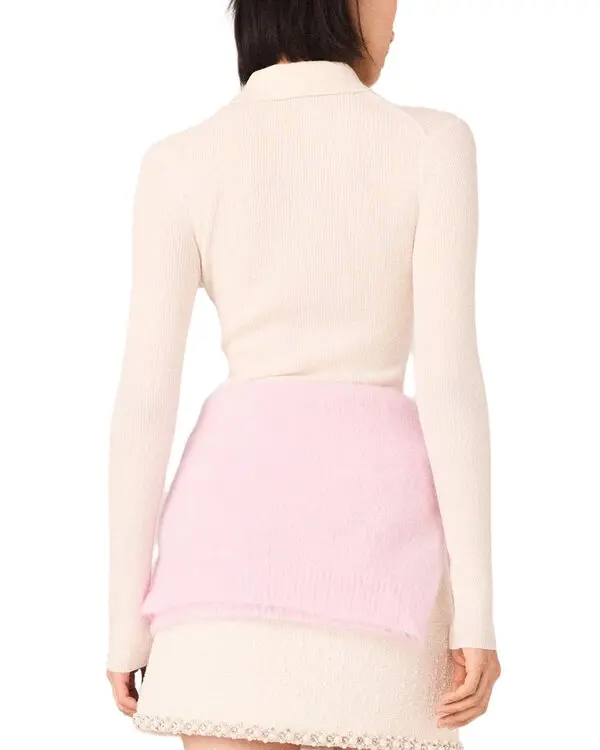 Maje Ribbed Polo Sweater - Ecru