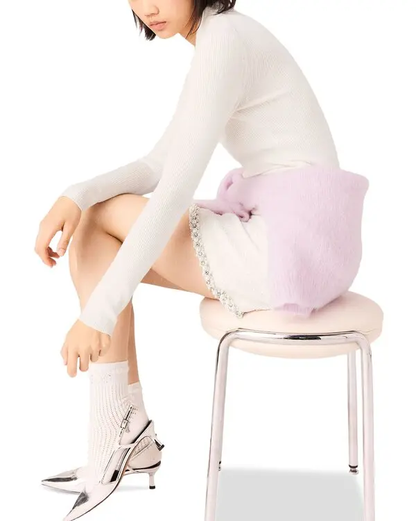 Maje Ribbed Polo Sweater - Ecru