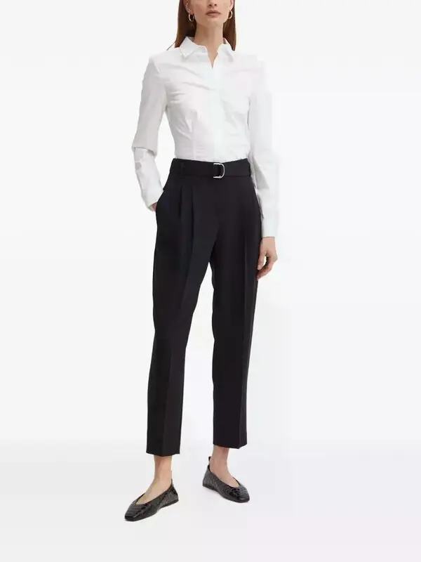 BOSS Belted Pleated Cropped Trousers