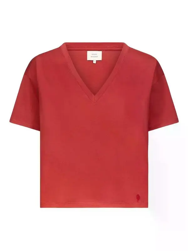 Loulou De Saison V-neck Short Sleeve T-shirt - Red