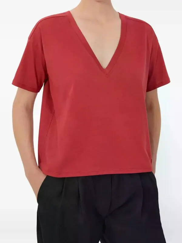 Loulou De Saison V-neck Short Sleeve T-shirt - Red