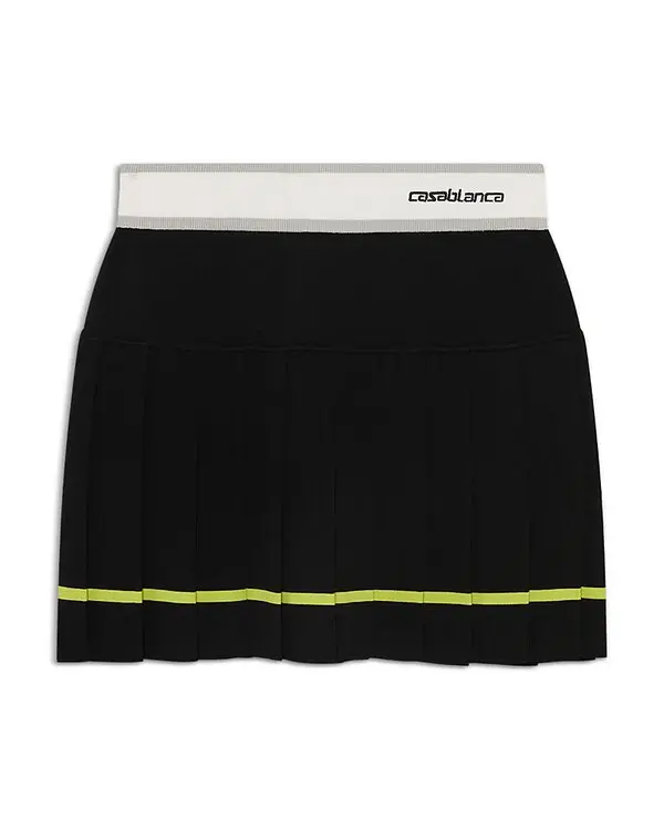 Casablanca Striped Pleated Skirt - Black