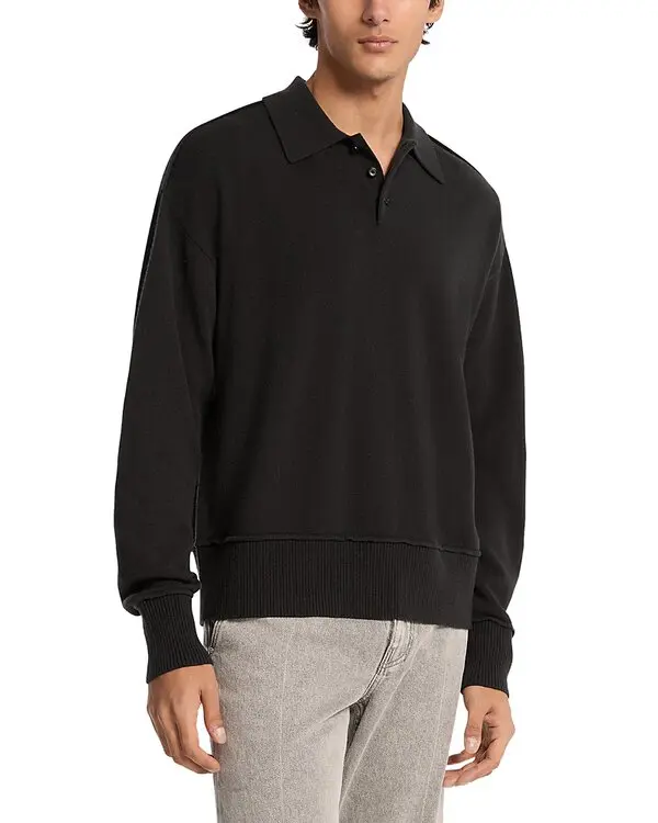 Michael Kors Reverse Linked Wedge Polo Sweater - Black