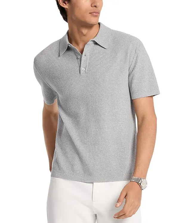Michael Kors Textured Sweater Polo Shirt - Heather Grey