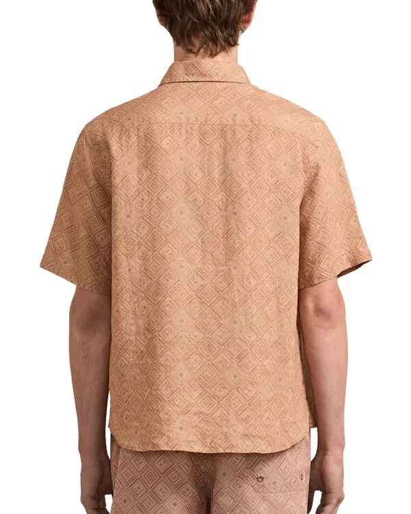 Frescobol Carioca Castro Angra Madeira Print Linen Shirt - Copper