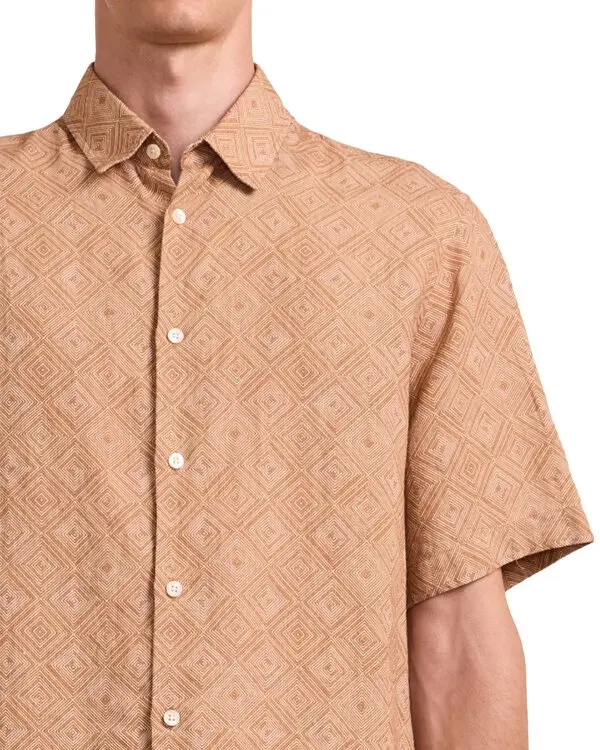 Frescobol Carioca Castro Angra Madeira Print Linen Shirt - Copper