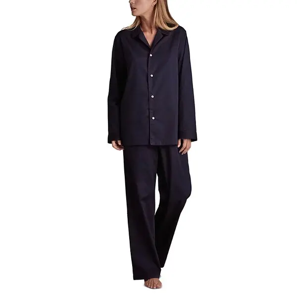 Frette Suite Sateen Classic Pajamas - Blue/burgundy