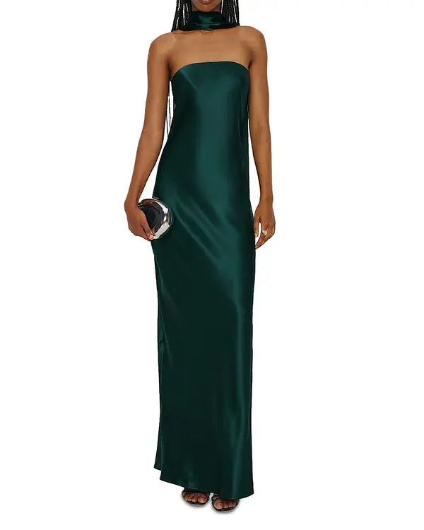 REFORMATION Oren Silk Maxi Dress - Forest