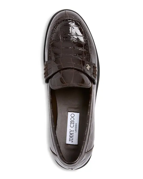 JIMMY CHOO Ivy Croc Embossed Loafers