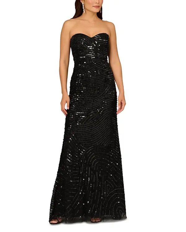 Aidan Mattox Beaded Strapless Gown