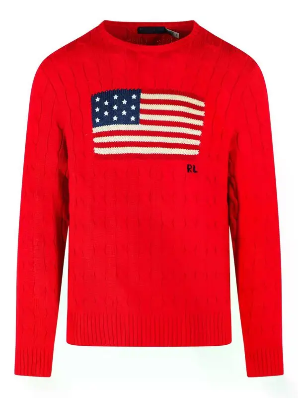 Polo Ralph Lauren Embroidered Braided Sweater - Red