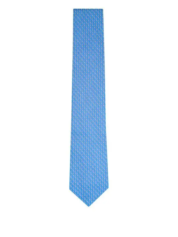 FERRAGAMO Rackets-pattern Neck Tie - Blue