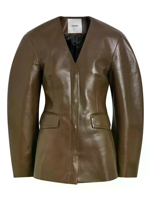 Nanushka Erina V-neck Jacket - Brown