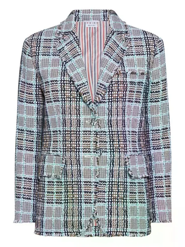 Thom Browne Frayed Plaid Blazer
