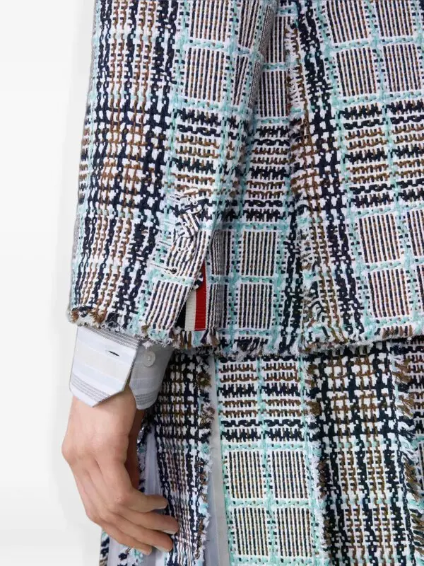 Thom Browne Frayed Plaid Blazer - Blue