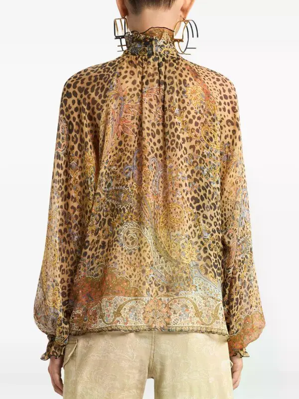 Etro Paisley Animal Silk Scarf Top