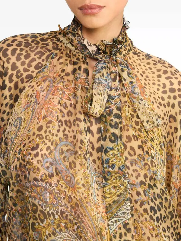 Etro Paisley Animal Silk Scarf Top