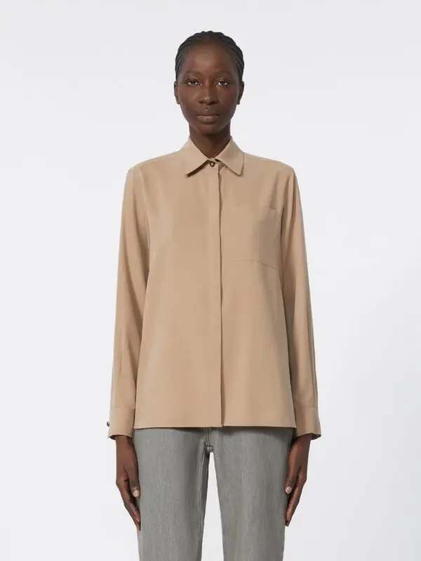 Max Mara Silk Canvas Shirt - Hazelnut Brown
