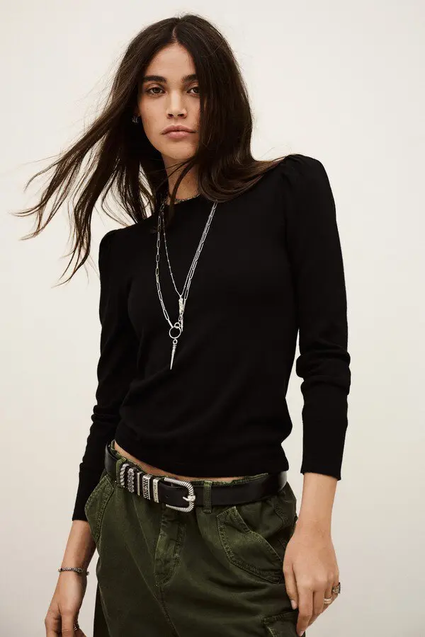 Ba&sh Britanie Long Sleeve Sweater - Black
