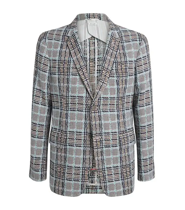 Thom Browne Cotton Tweed Check Blazer