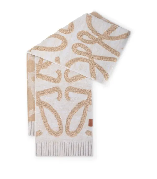 Loewe Wool-cashmere Anagram Scarf - Nude