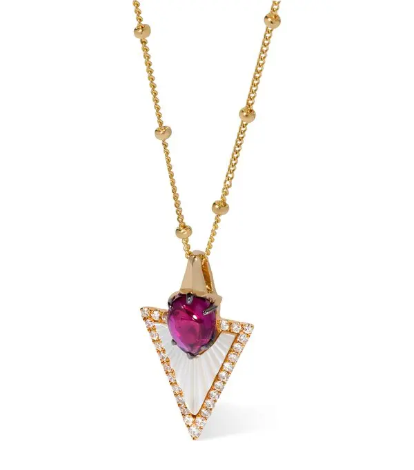 Annoushka Yellow Diamond, Rhodolite And Mother-of-pearl Arrow Necklace - Gold