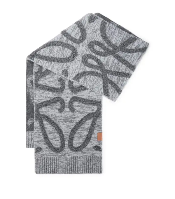 Loewe Wool-cashmere Anagram Scarf - Grey