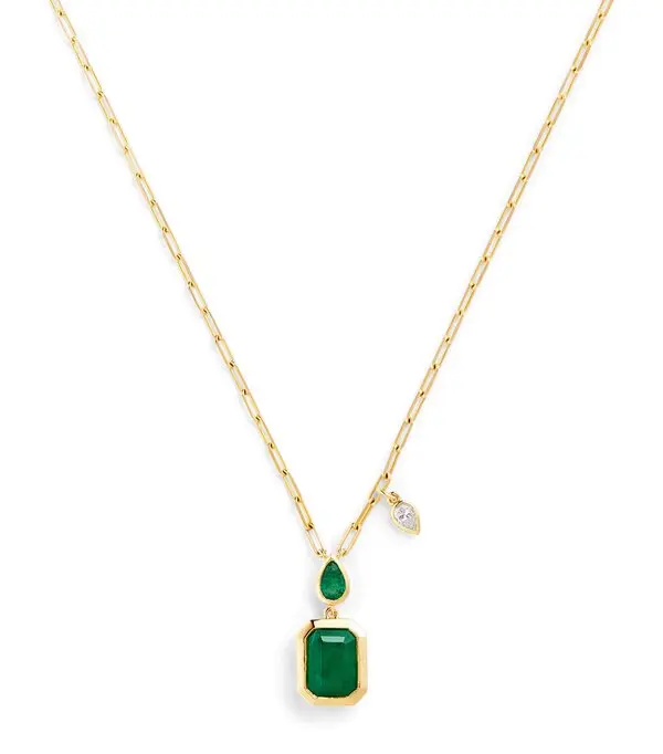 Shay Emerald And Diamond Double Drop Necklace - Gold