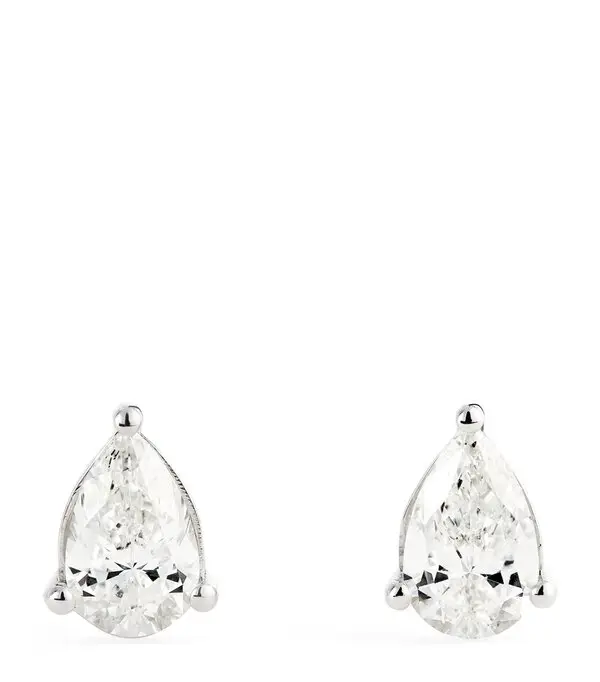 Harrods Gold And Diamond Pear Stud Earrings - White